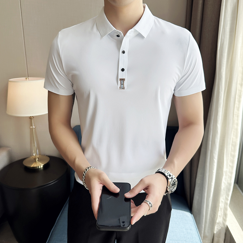 PL2204款夏季男士POLO衫冰丝无痕刺绣高弹力上衣男短袖--模特图-纺支宝服装网-服装批发服装网销货源一件代发_服装批发货源平台上纺支宝